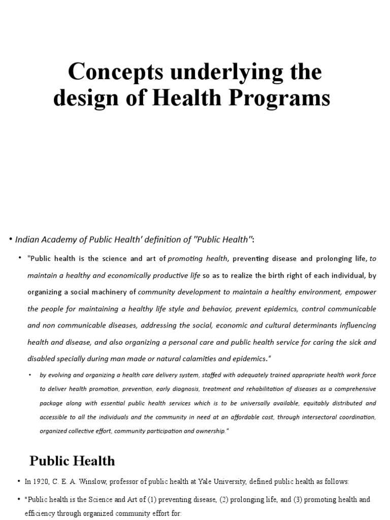 Concepts Underlying The Design of Health Programs | PDF | Public Health ...