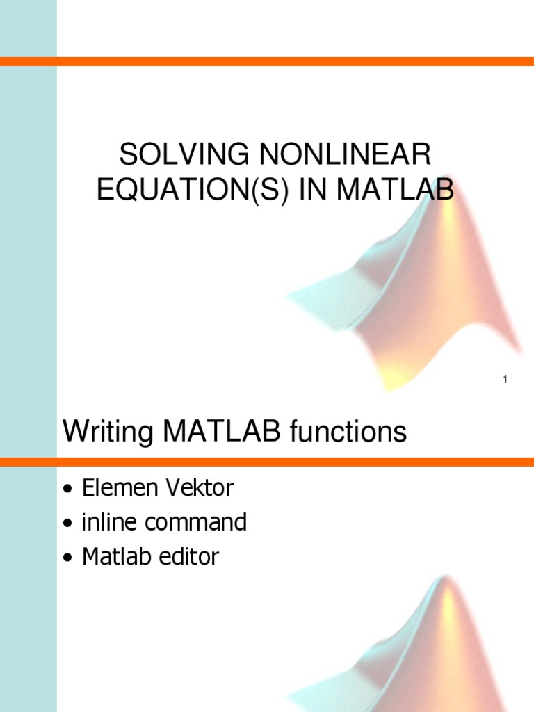 MATLAB Nonlinear Equation Guide | PDF | Matlab | Polynomial