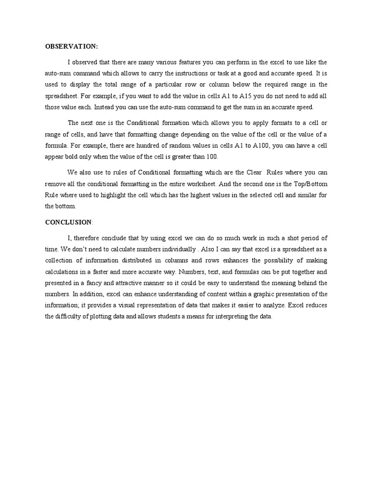 Observation and Conclusion | PDF