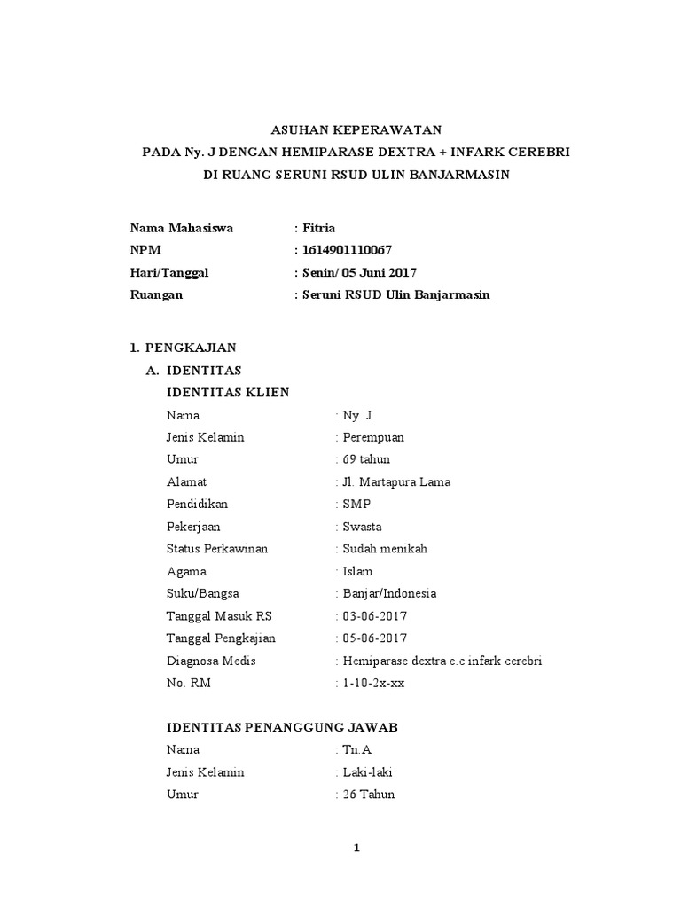 Askep Infark Cerebri OK | PDF