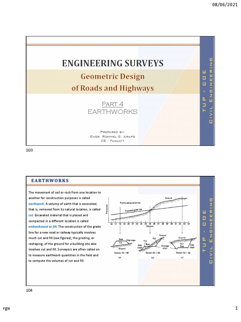 Part 4 Earthworks | PDF | Area | Surveying