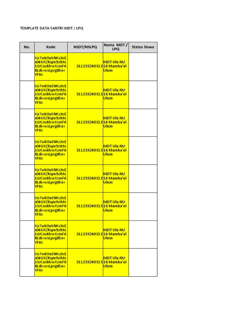 Template PPDB Siswa MDT LPQ 16sdh | PDF