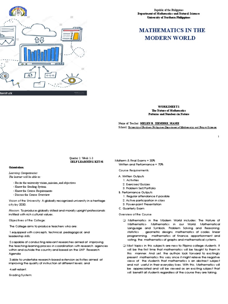 MMW Worksheet 1.1 - Patterns and Numbers in Nature | PDF | Pattern | Science