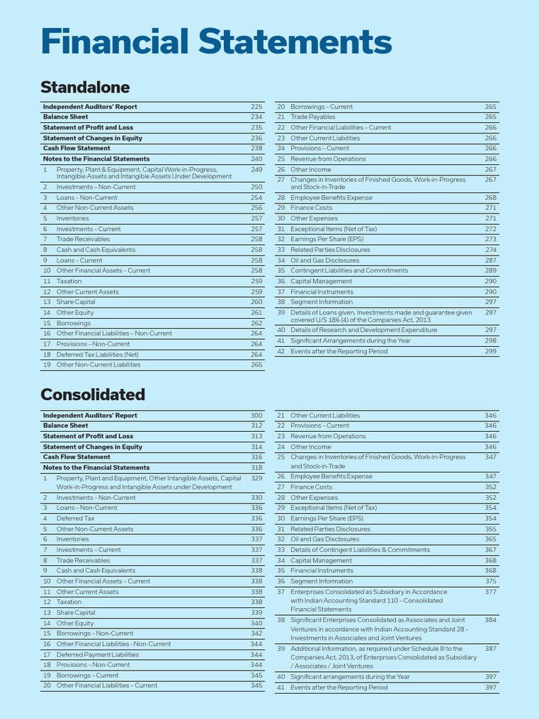 Financial Statements - Standalone and Consolidated | PDF | Audit | Going Concern