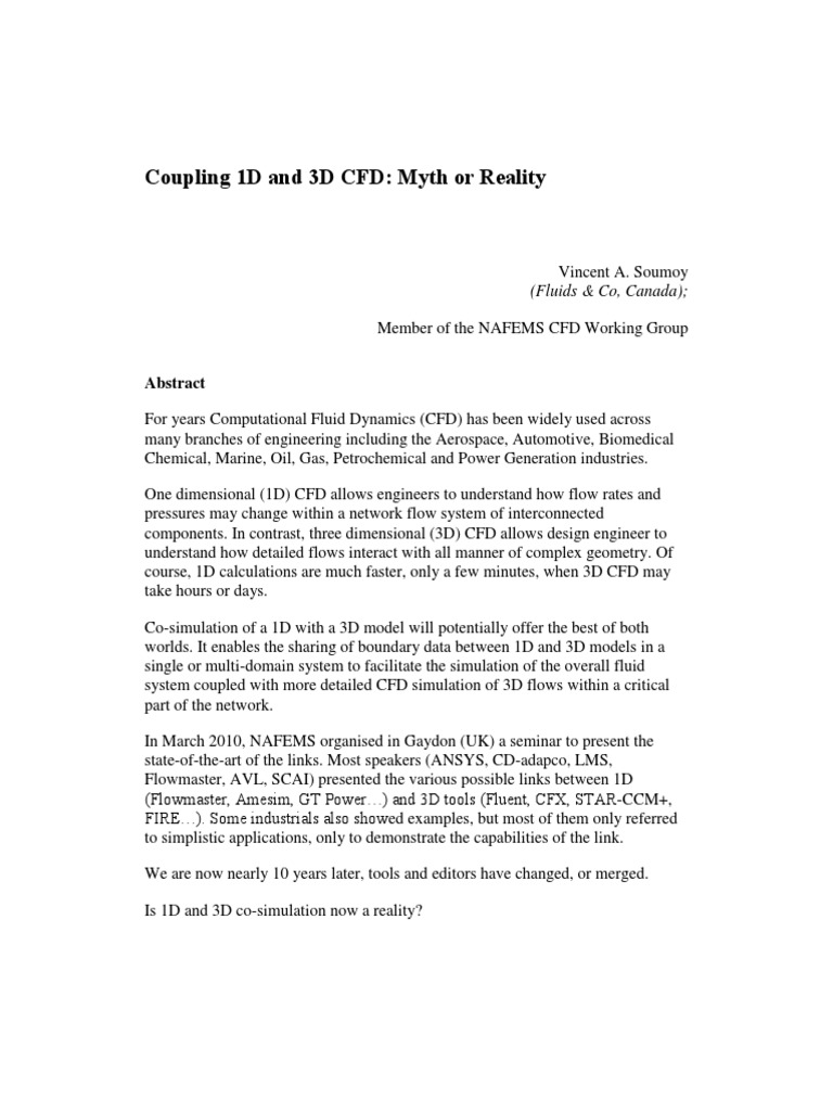 Coupling 1D System and 3D CFD Simulations | PDF | Computational Fluid ...