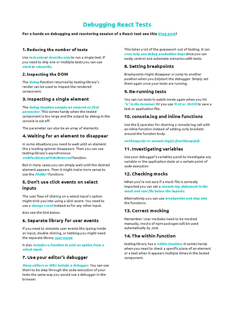 Debugging Tests Cheatsheet | PDF | Command Line Interface | Debugging