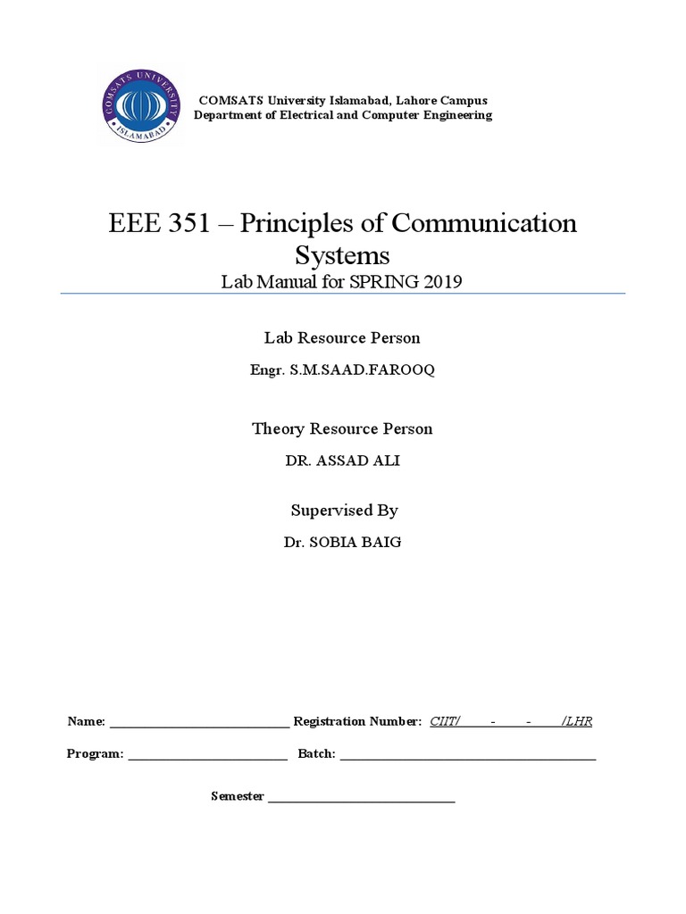 Prnciple of Communication System Lab Manual | PDF | Discrete Fourier Transform | Fast Fourier ...