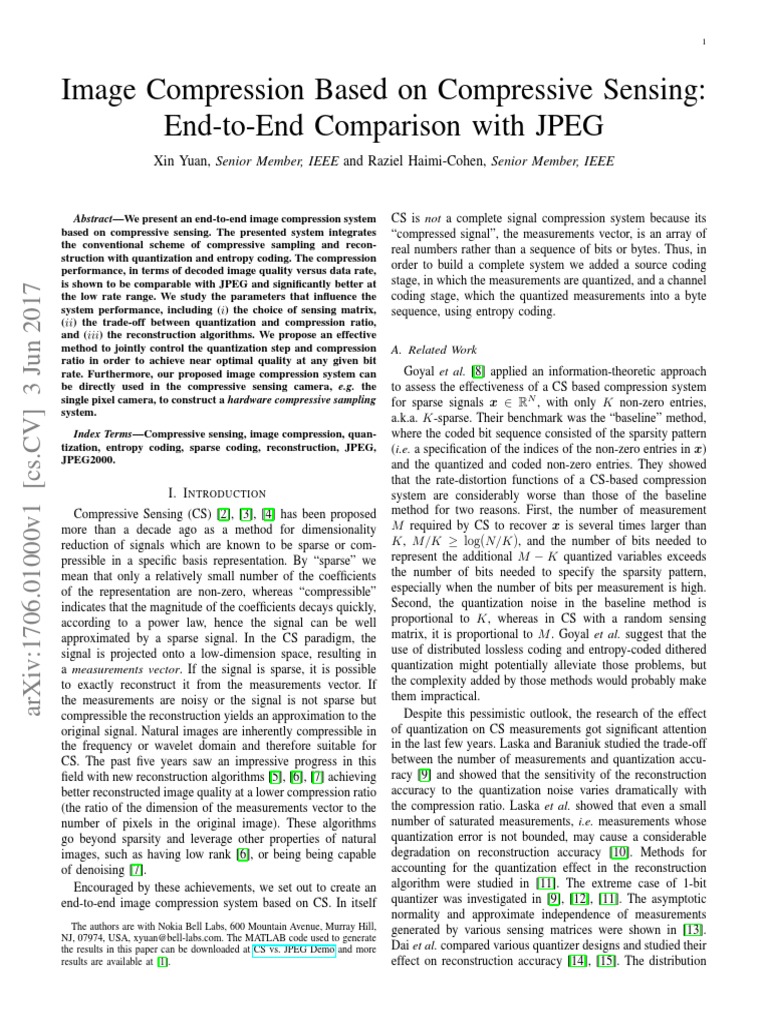 Image Compression Based On Compressive Sensing: End-to-End Comparison With JPEG | Download Free ...
