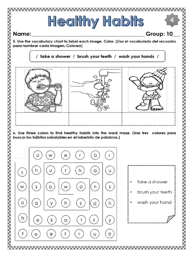 Inglés - Actividad - 2 Healthy Habits - Grado Primero | PDF