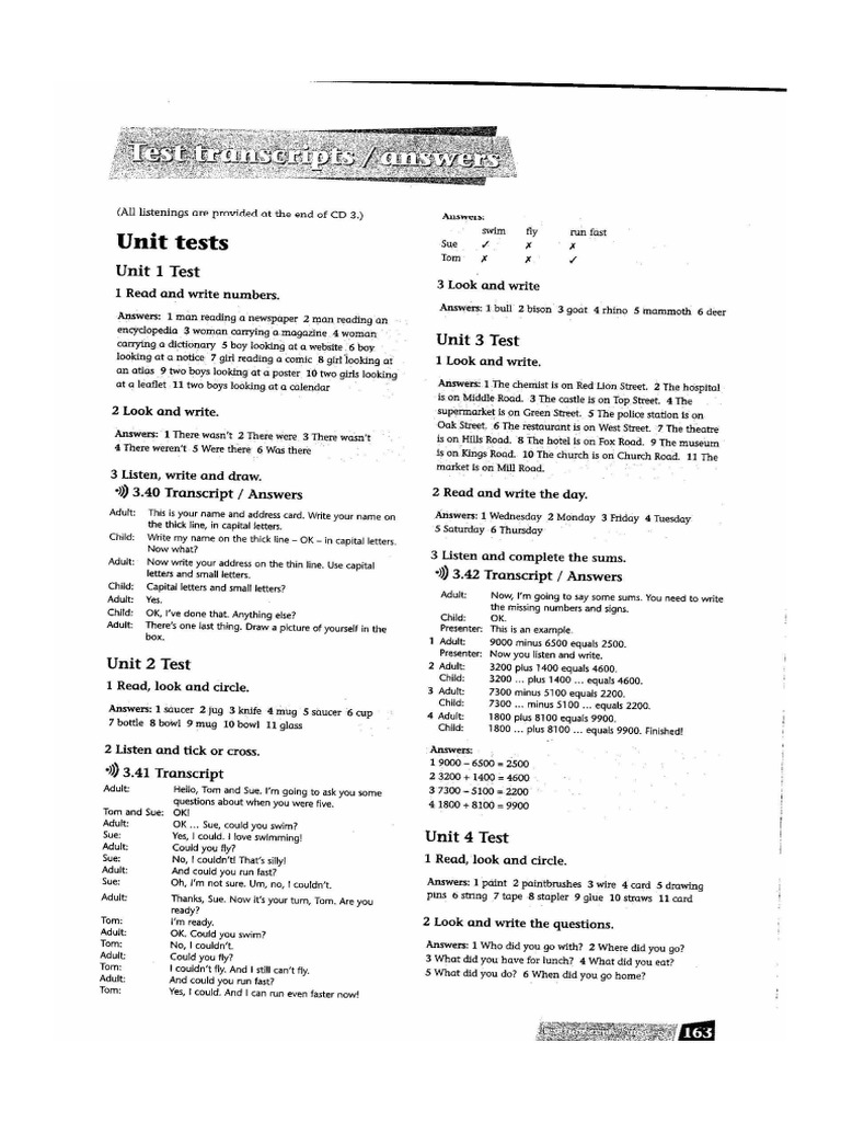 Incredible English5 Test Transcripts Answers 1 1 | PDF