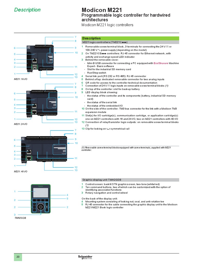 Catalog Modicon M221 Programmable Logic Controller For Hardwired ...