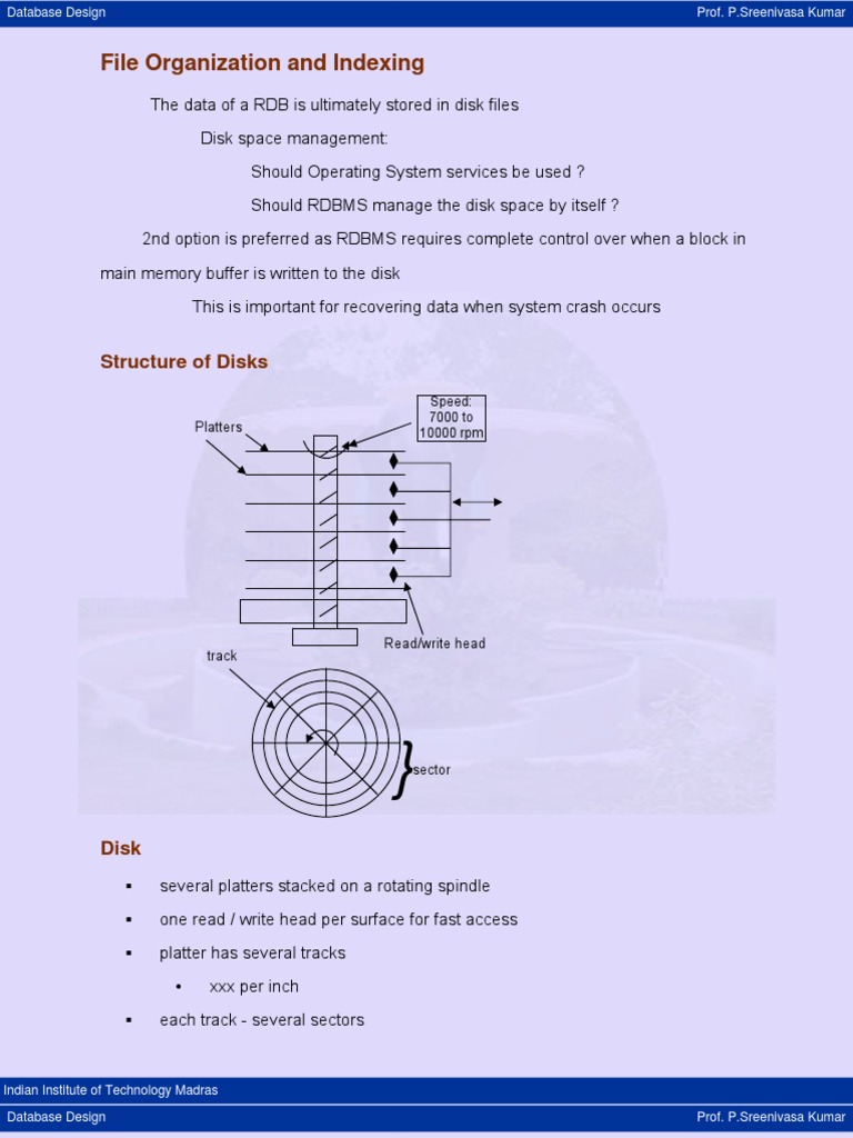 File Organization and Indexing: Structure of Disks | PDF | Database ...
