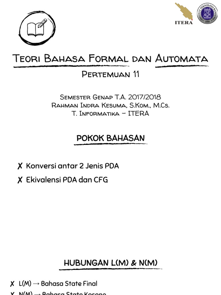 Pertemuan 11 - Konversi PDA - CFG | PDF | Metode & Bahan Ajar