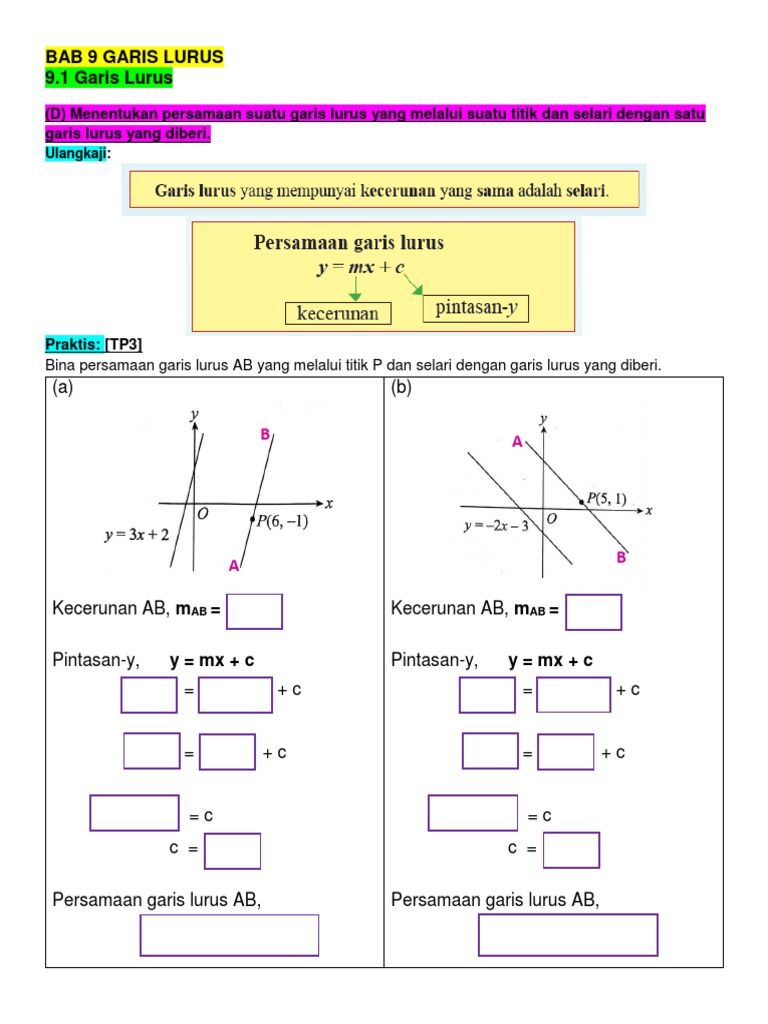 9.1G Membina Persamaan Garis Lurus (Garis Selari) | PDF