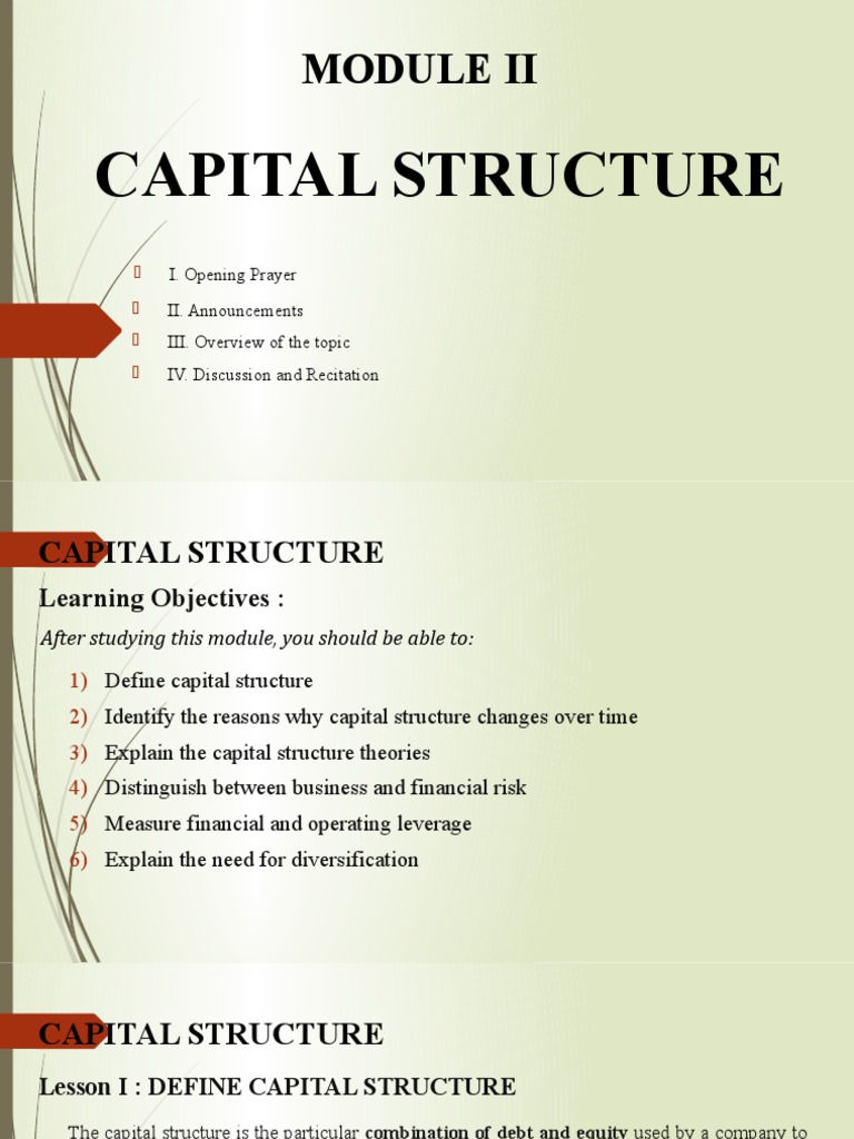 Capital Structure Theories Overview | PDF | Capital Structure | Cost Of ...