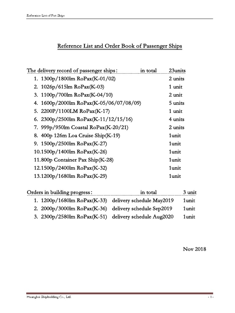 5 - Passenger Ships Reference List | PDF