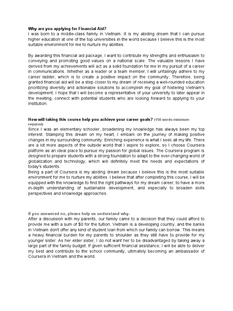 Coursera - Edx Financial Aid Form | PDF | Aids | Cognition