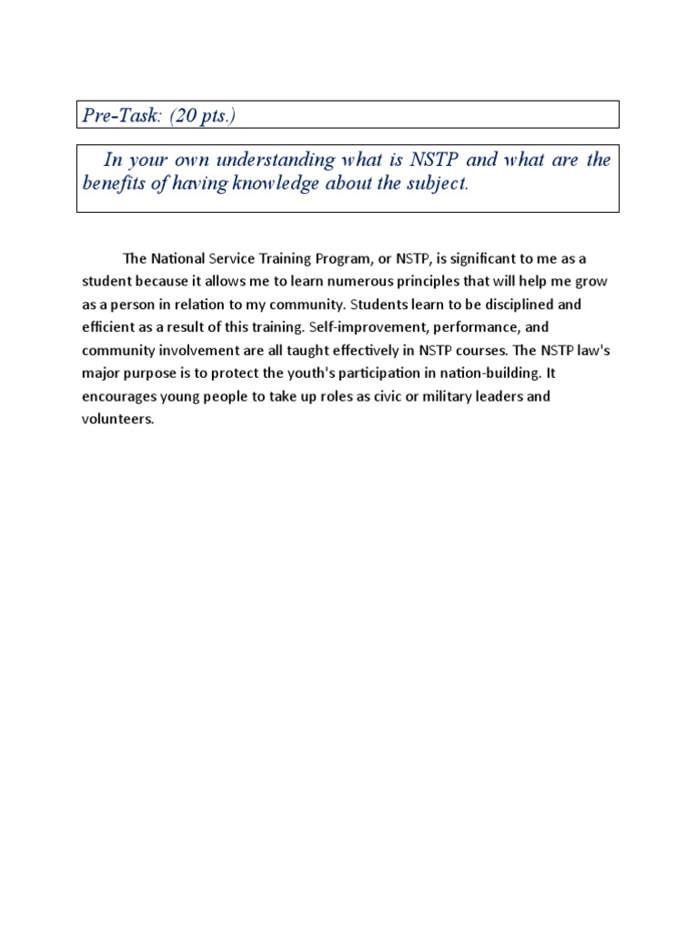 Understanding NSTP's Purpose and Benefits | PDF | Career & Growth