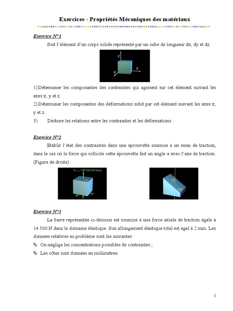 Exercice S | PDF | Élasticité (Physique) | Fatigue (matériau)