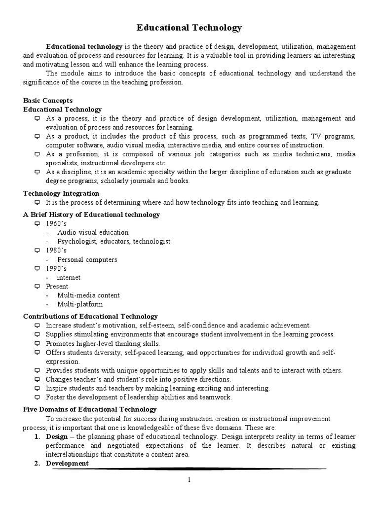 Educational Technology | PDF | Educational Technology | Learning