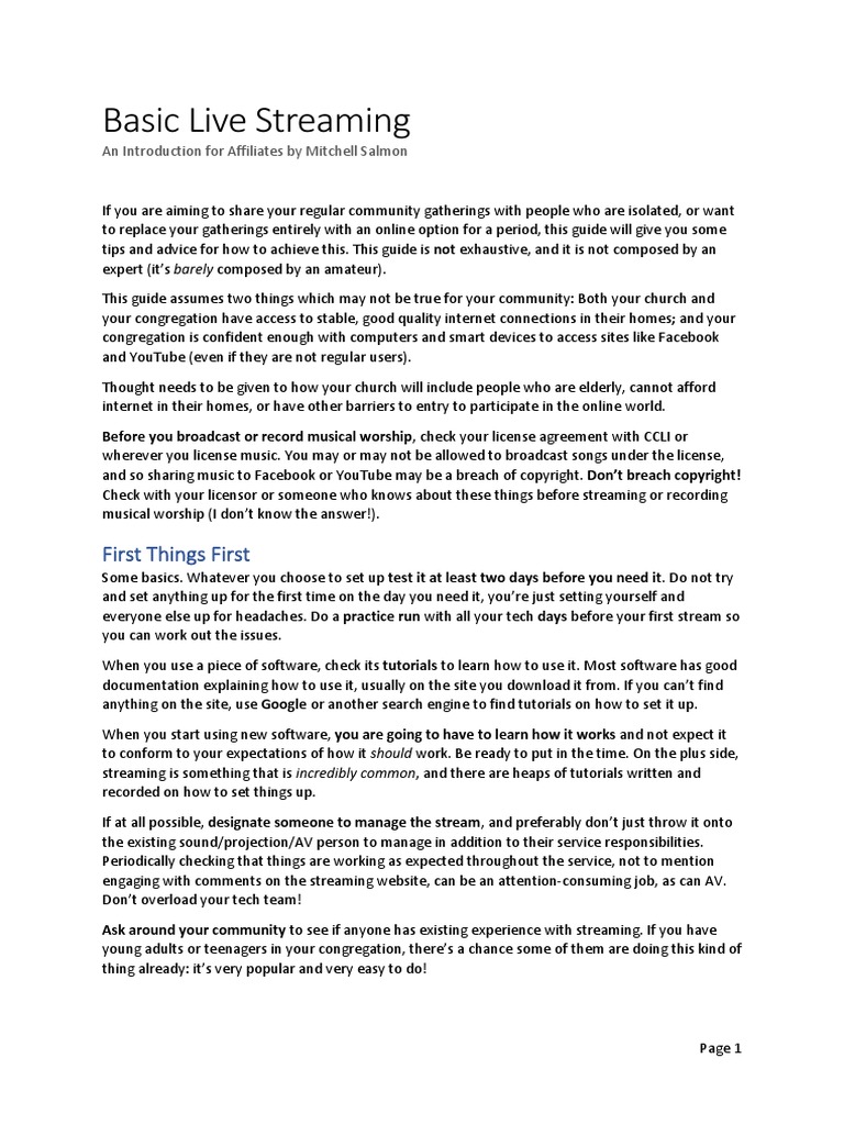 Basic Live Streaming Guide | PDF | Streaming Media | Conference Call