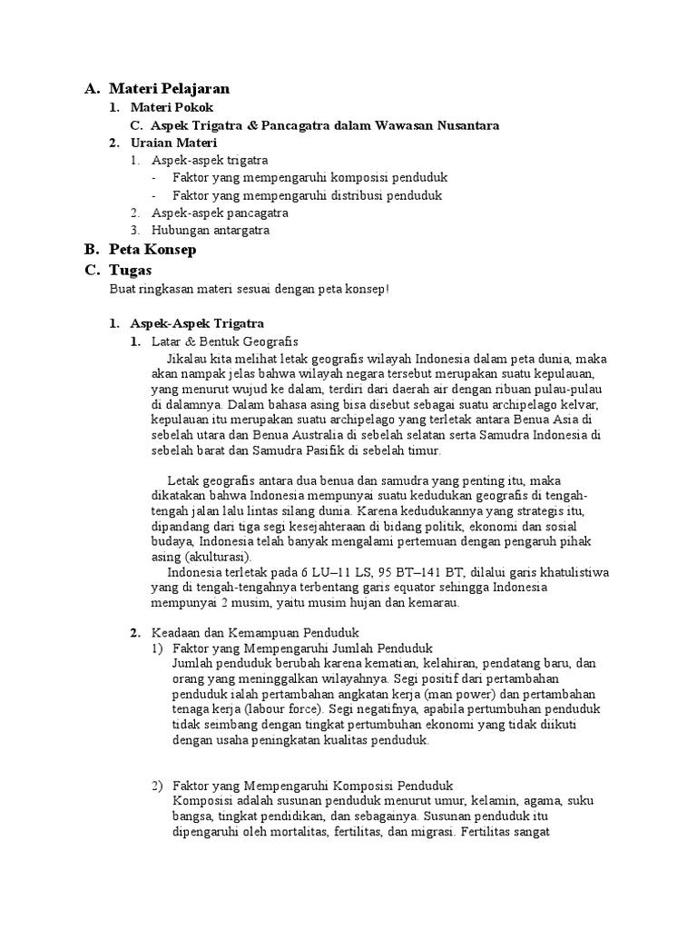 Aspek Trigatra & Pancagatra Dalam Wawasan Nusantara | PDF