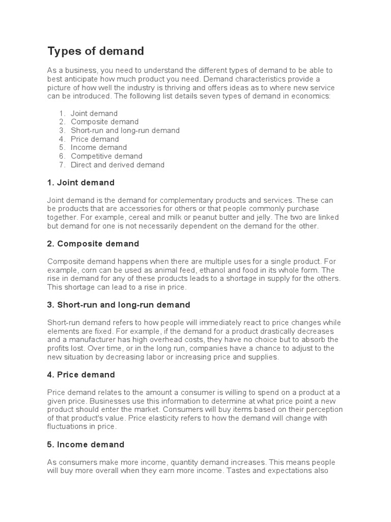 Types of Demand | PDF | Demand | Long Run And Short Run