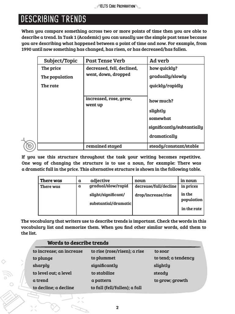 IELTS Trend Description Guide | PDF | Verb | Vocabulary