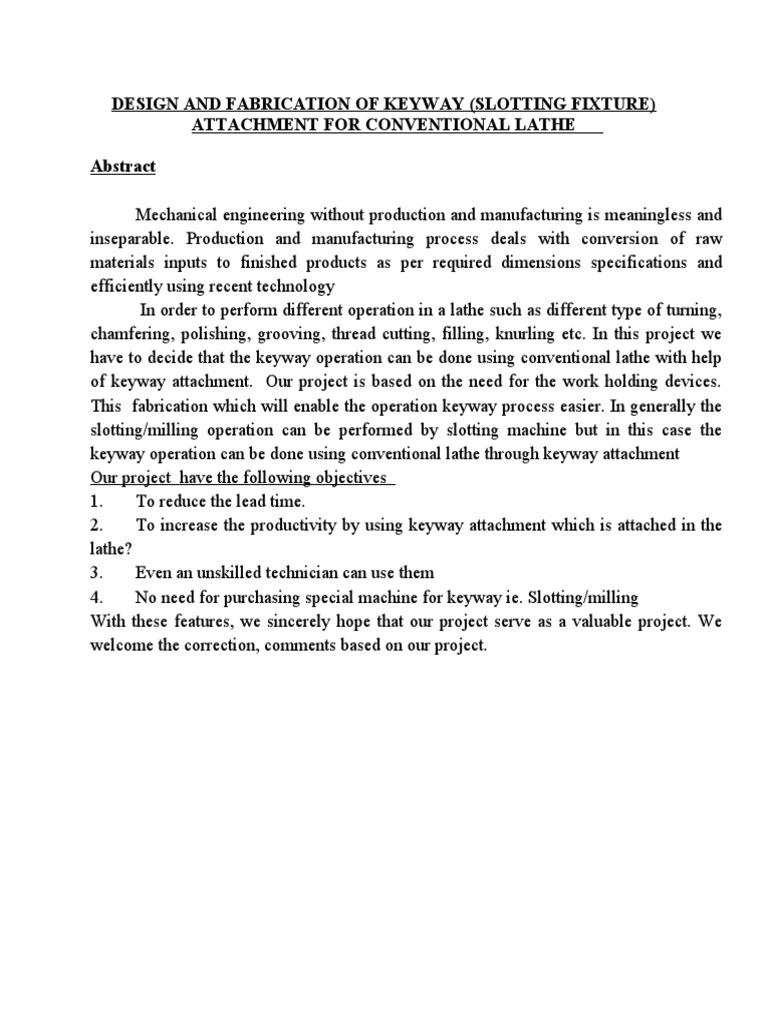 Design and Fabrication of Keyway | PDF