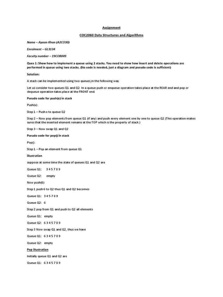 Assignment DSA Theory | PDF | Queue (Abstract Data Type) | Computer Programming