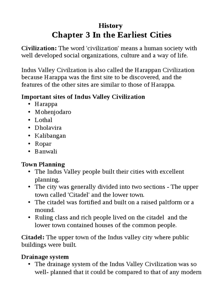 Class VI Soc SC - History CH 3 in The Earliest Cities - Teaching Points ...