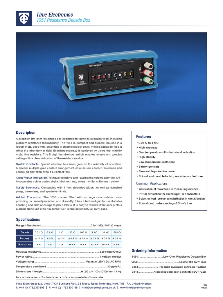 Precision Low Ohm Resistance Decade Box with 0.01 Ω Resolution and 1 MΩ ...