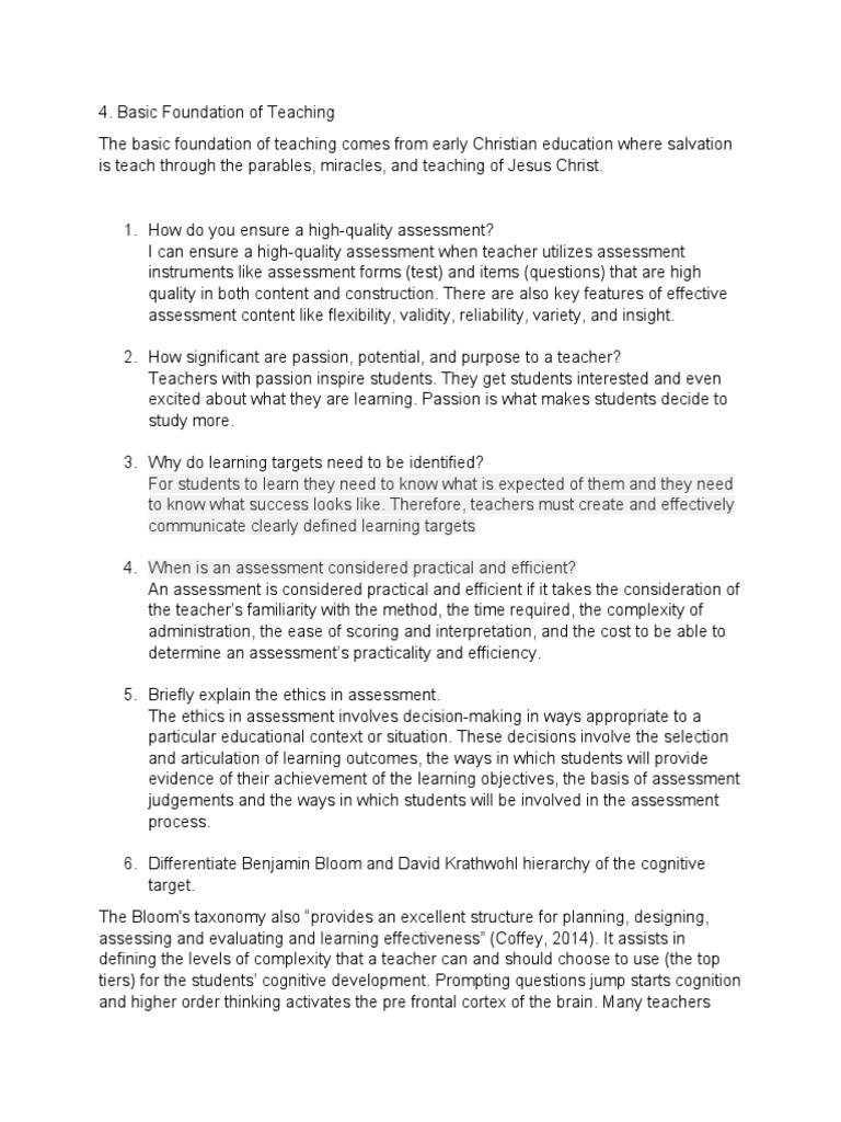 Foundation of Education | PDF | Educational Assessment | Critical Thinking