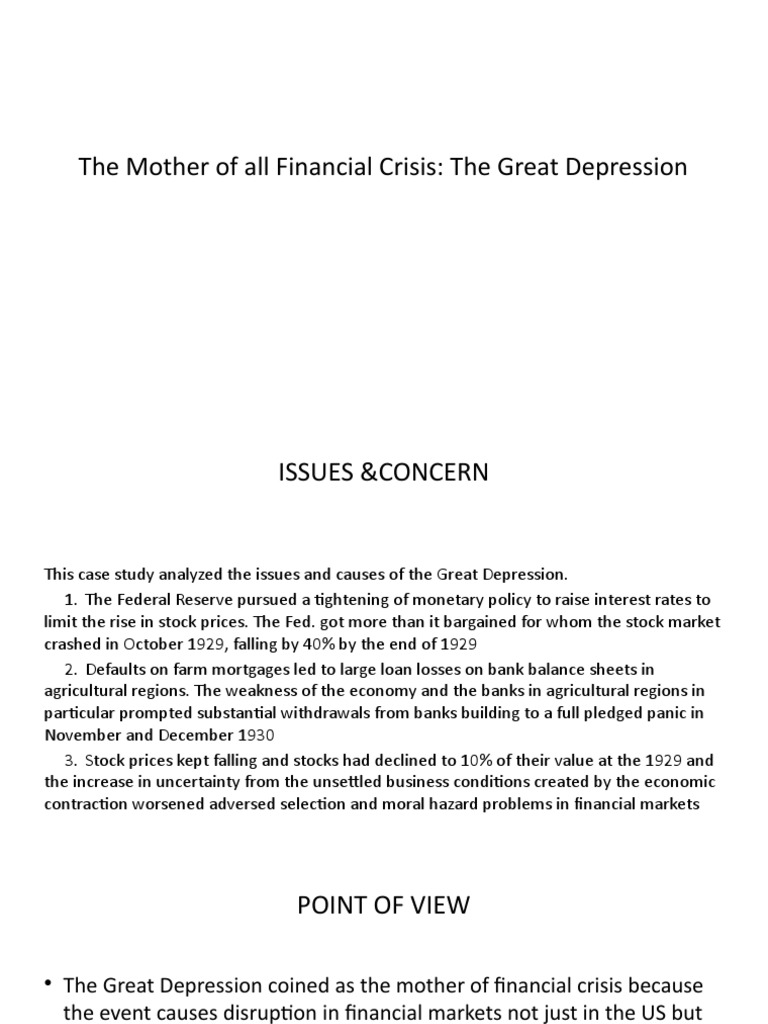 The Mother of All Financial Crisis: The Great Depression | PDF | Great ...