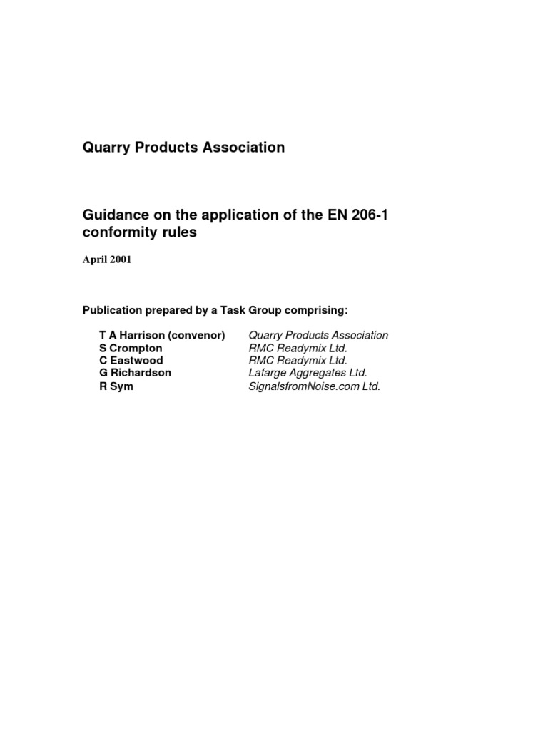 EN 206-1 Conformity Guidance Document | PDF | Standard Deviation | Concrete