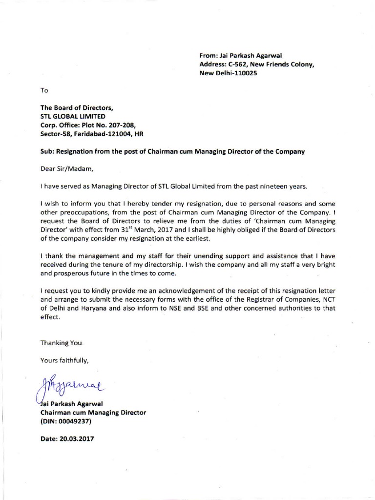 Company Board Director Registration Letter | PDF