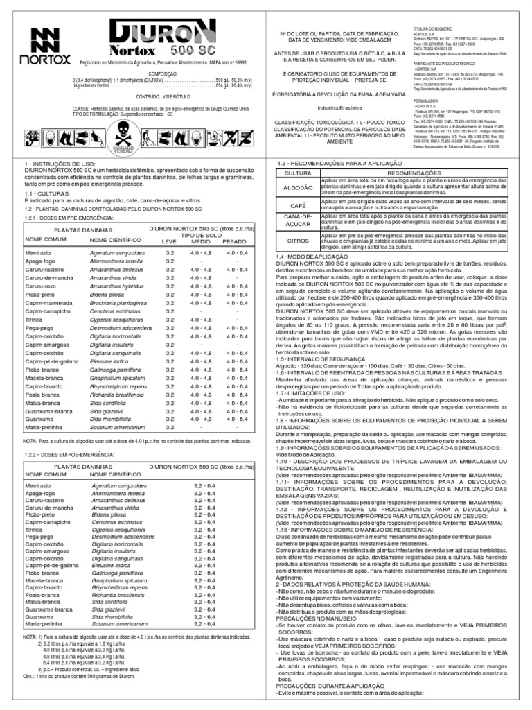 Diuron Bula | PDF | Embalagem e rotulagem | Ambiente natural