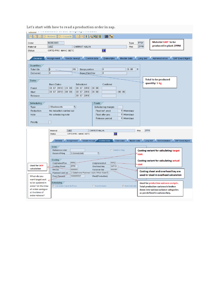 Let's Start With How To Read A Production Order in Sap | PDF | Balance ...
