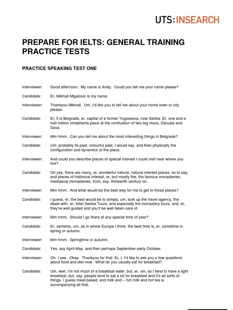 IELTS Transcript - Speaking Interview | PDF | Language Interpretation ...