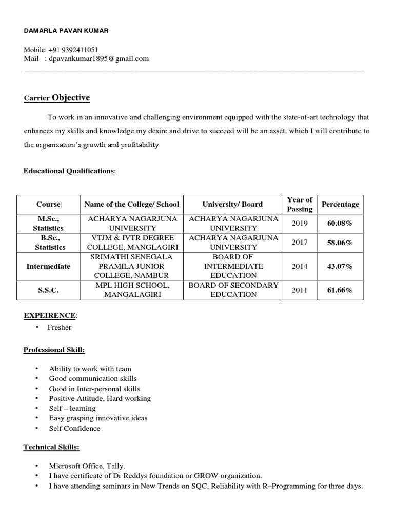 Pa1 Pavan Résumé | PDF | Cognition | Learning
