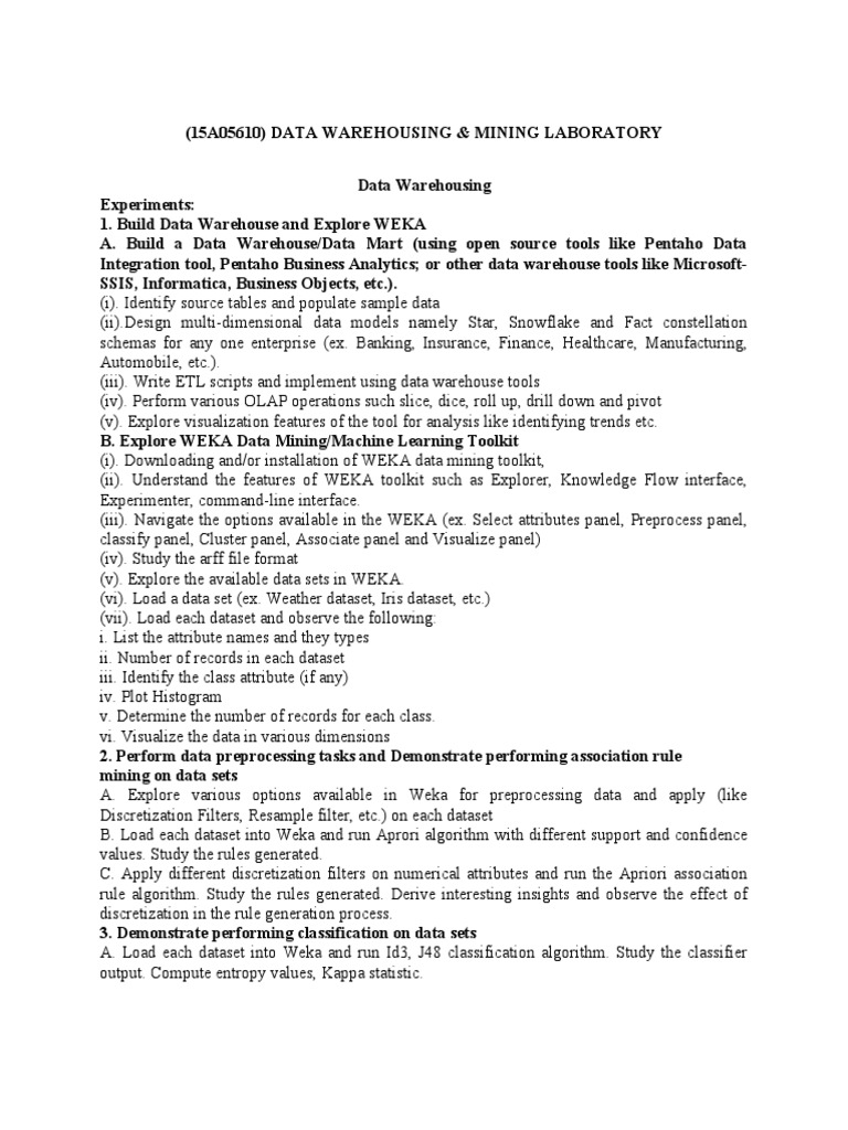 DWM Lab Manual | PDF | Data Warehouse | Statistical Classification