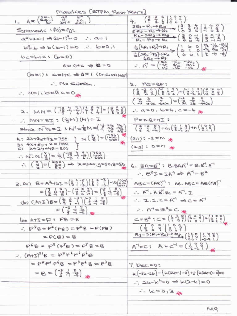 STPM Maths T Sem 1 Chapter 3 Past Year Answers | PDF