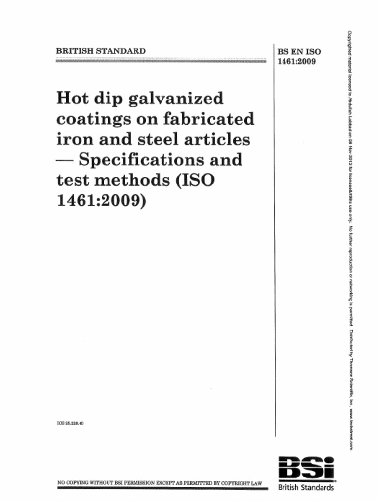 BS en Iso 1461-2009 | PDF