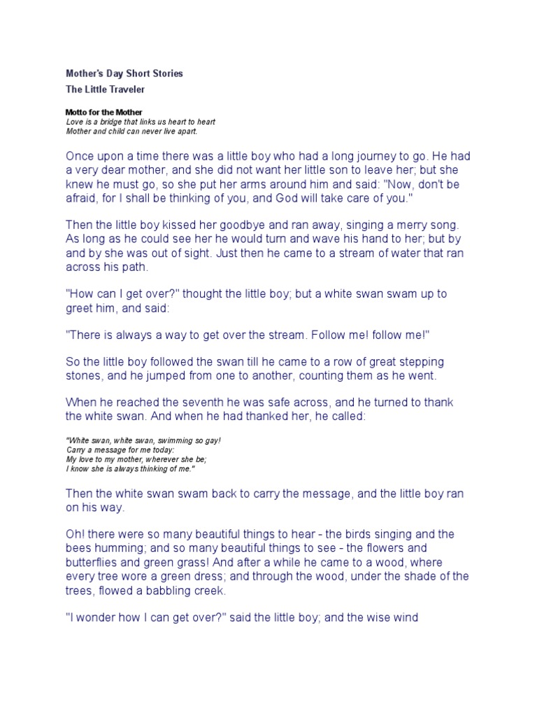 Mother's Day Short Stories The Little Traveler | PDF | Rainbow