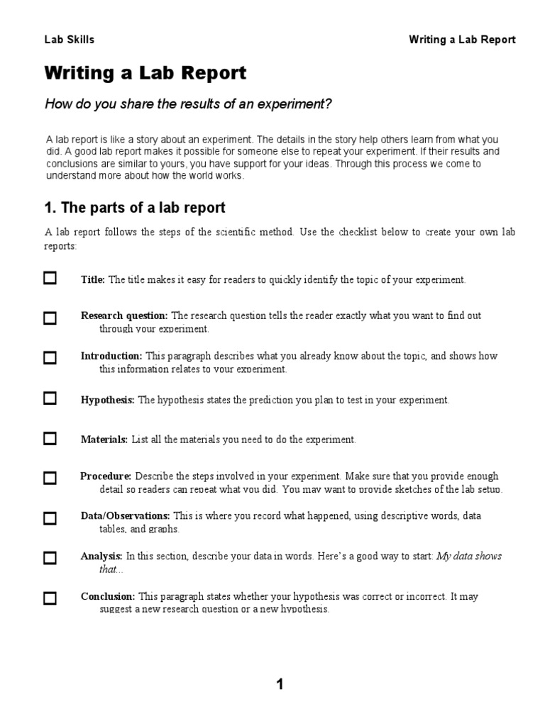 The Parts of A Lab Report | PDF | Experiment | Pressure