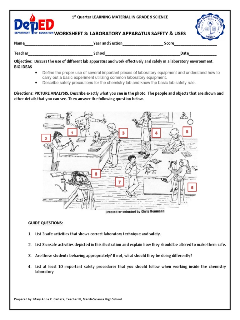 Worksheet 3 - Laboratory Safety | PDF
