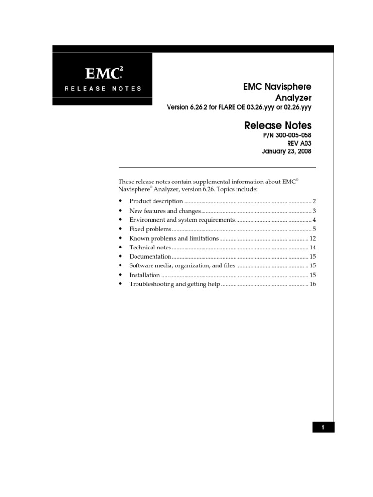 Release Notes: EMC Navisphere Analyzer | PDF | Computer Data Storage ...