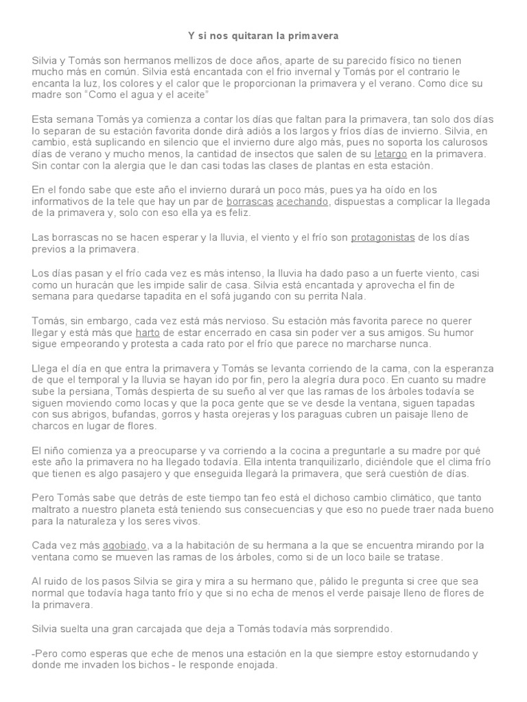 Cuento de La Primavera | PDF | Temporada de primavera)