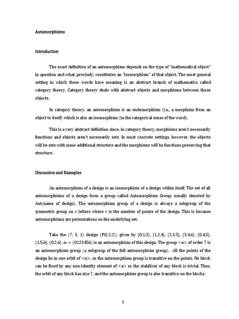 Automorphism Final | PDF | Group (Mathematics) | Mathematical Objects