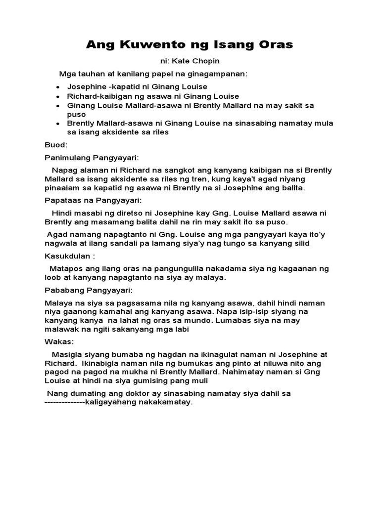 Ang Kuwento NG Isang Oras | PDF